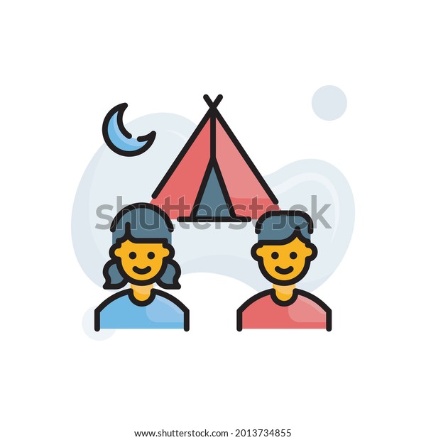 Kids Camp Vector Outline Filled Icon Stock Vector (Royalty Free ...