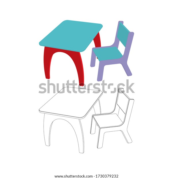 Kids Chair Table Vector Illustration Kids Stock Vector (Royalty Free ...