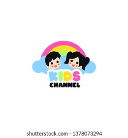 Kids Channel Logo Design Stock Vector (Royalty Free) 1378073090