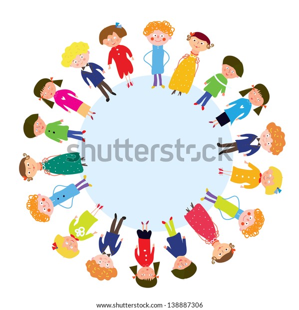 Kids Circle Funny Cartoon Stock Vector (Royalty Free) 138887306