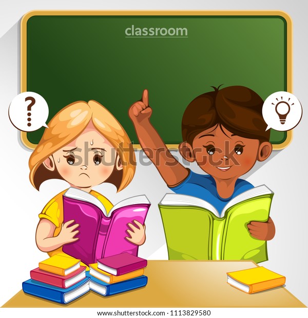 Kids Classroom Answering Questions Vector Illustration Stock Vector ...