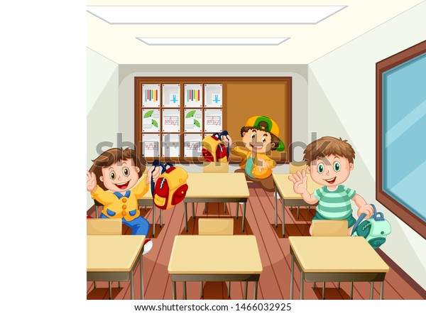 Kids Classroom Having Fun Illustration Stock Vector (Royalty Free ...