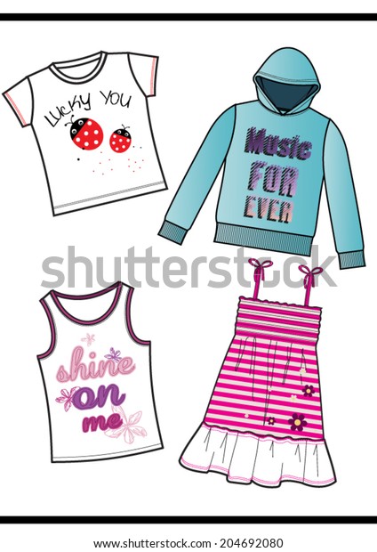 Kids Clothing Set Vector Stock Vector (Royalty Free) 204692080 ...