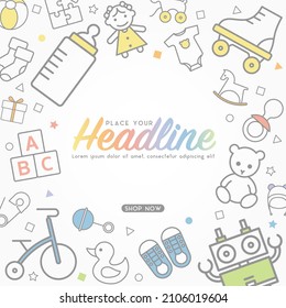 Kids Collection Banner Design Vector Line: เวกเตอร์สต็อก (ปลอดค่า ...