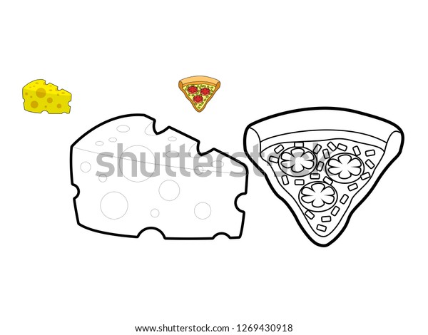 Kids Coloring Book Vector Cartoon Cheese Stock Vector (Royalty Free ...