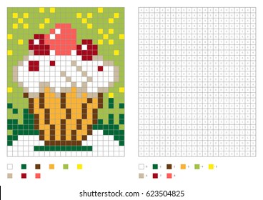 Pixel Dinosaur Cartoon Coloring Page Numbered Stock Vector (Royalty ...