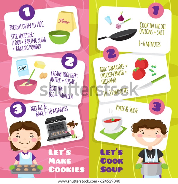 Kids Cooking Vertical Banners Set Flat Stock Vector (Royalty Free ...