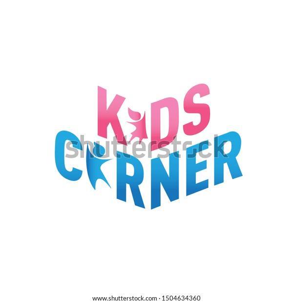 Kids Corner Logo Blue Pink Color: vector de stock (libre de regalías ...