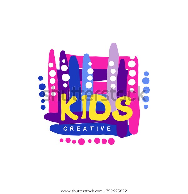 Kids Creative Colorful Logo Design Template: เวกเตอร์สต็อก (ปลอดค่า ...