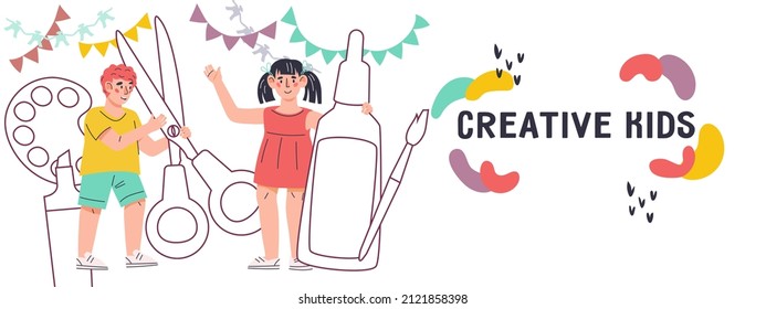 Kids Creative Craft Classes Advertisement Poster Stock Vector (Royalty ...