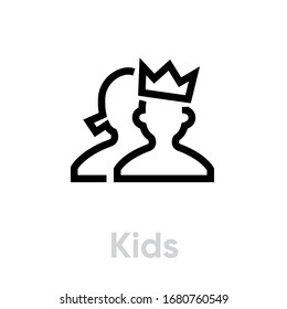 Kids Customer Icon Editable Line Vector Stock Vector (Royalty Free ...
