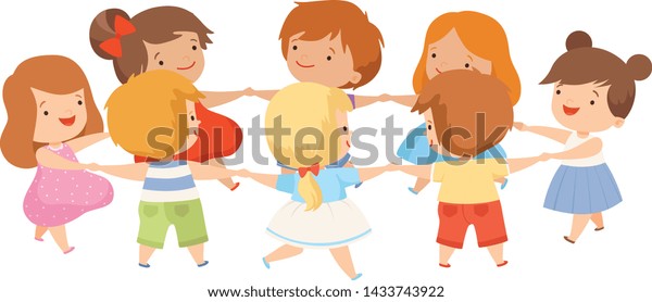 Kids Dancing Circle Holding Hands Cute Stock-vektor (royaltyfri ...