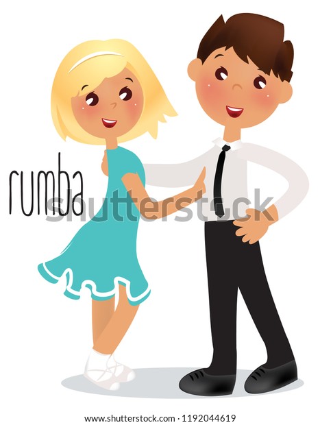 Kids Dancing Rumba Vector Illustration Ballroom 스톡 벡터(로열티 프리 ...