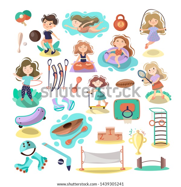 Kids Doing Sport Games Vector Cartoon Stock Vector (Royalty Free ...