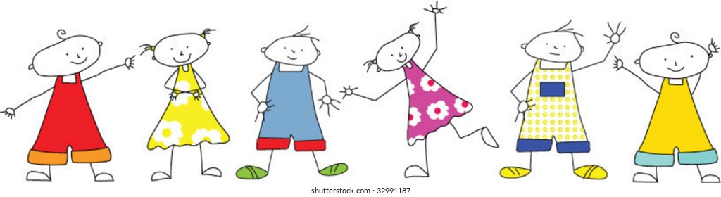 Kids Drawing About Schoolclass Kids Line Stock Vector (Royalty Free ...