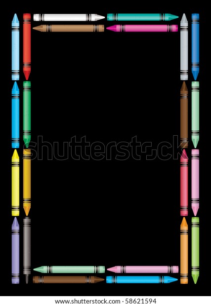 Kids Drawing Crayons Frame Border On Stock Vector (Royalty Free ...