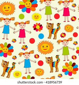 Kids Drawing Seamless Pattern Stock Vector (Royalty Free) 418956739
