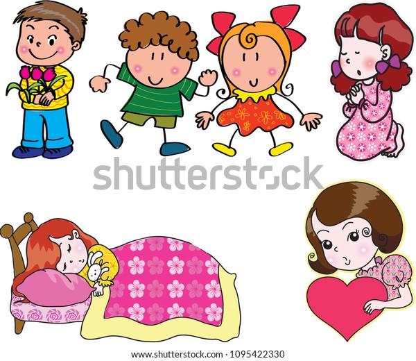 Kids Drawing Set Stock Vector (Royalty Free) 1095422330 | Shutterstock