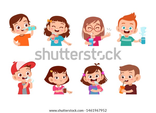 Kids Drinking Isolated Vector Illustration Stock Vector (Royalty Free ...
