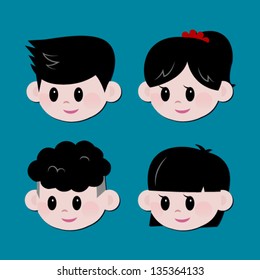 Kids Face Head Icon Stock Vector (Royalty Free) 135364133 | Shutterstock
