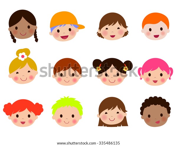 Kids Face Set Stock Vector (Royalty Free) 335486135 | Shutterstock