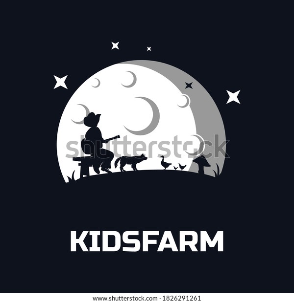 Kids Farm Illustrations Logo Design Template Stock Vector (Royalty Free ...