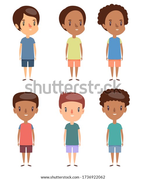 Kids Flat Illustrations Set Smiling Little Stock Vector (Royalty Free ...