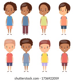 Kids Flat Vector Illustrations Set Smiling Stock Vector (Royalty Free ...