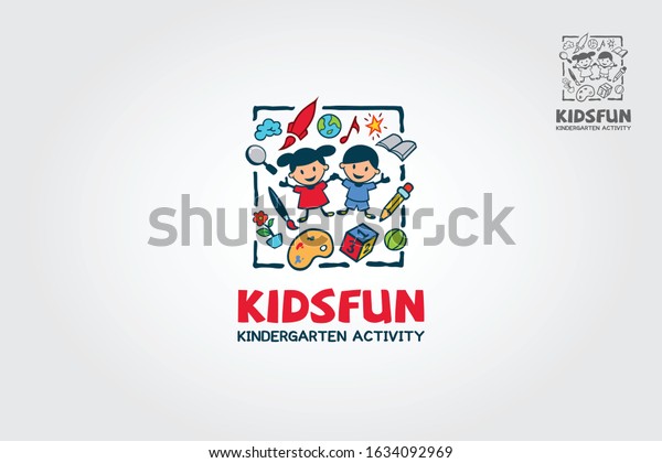 Kids Fun Kindergarten Activity Logo Template Stock Vector (Royalty Free ...
