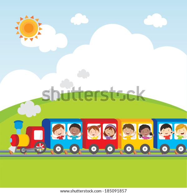 Kids Fun On Circus Train Vector : image vectorielle de stock (libre de ...