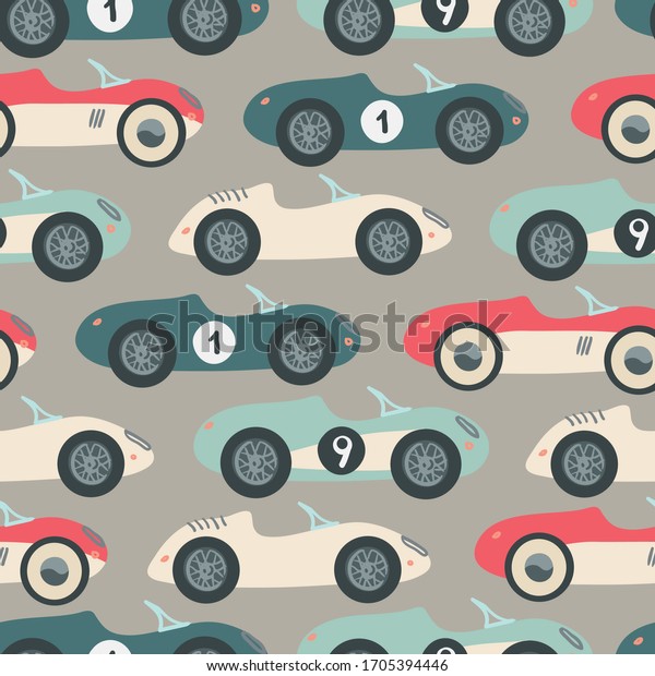 Kids Handdrawn Seamless Pattern Colorful Cars Stock Vector (Royalty ...