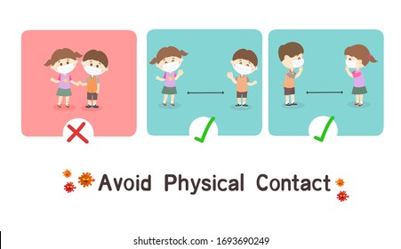 Kids Have Avoid Physical Contact Vector Stock Vector (Royalty Free ...
