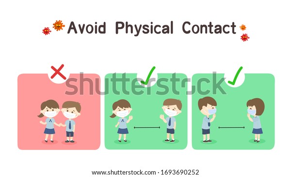 Kids Have Avoid Physical Contact Vector Stock Vector (Royalty Free ...