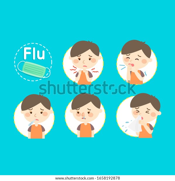 Kids Have Flu Vector Stock Vector (Royalty Free) 1658192878 | Shutterstock