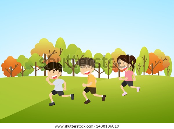 Kids Have Fun Concept Kid Run Stock Vector (Royalty Free) 1438186019 ...