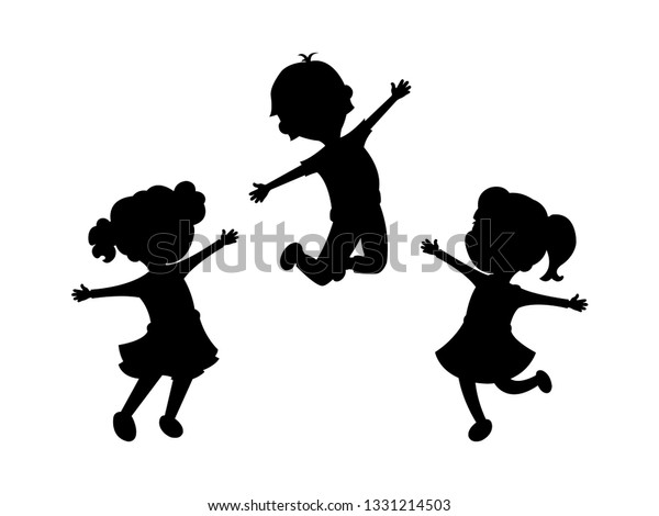Kids Having Fun Silhouette Stock Vector (Royalty Free) 1331214503