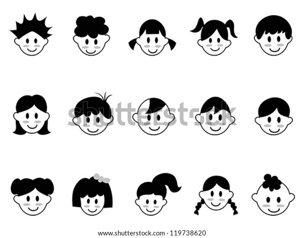 Kids Head Icons Stock Vector (Royalty Free) 119738620 | Shutterstock