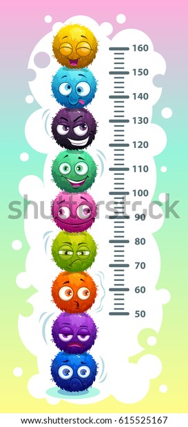 Kids Height Chart Funny Cartoon Colorful Stock Vector (Royalty Free ...