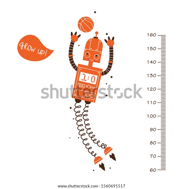 Kids Height Ruler Robot Ball Wall Stock Vector (Royalty Free ...