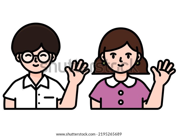 Kids Hello Hand Gesture Modern Concept Stock Vector (Royalty Free ...