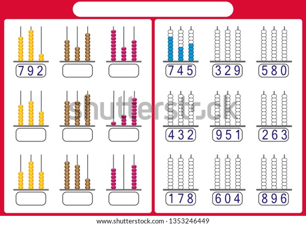 kids learn numbers with abacus, math worksheet for children