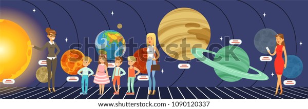 Kids Learning About Stars Planets Solar Stock Vector (Royalty Free ...