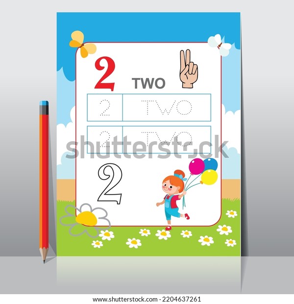 Kids Learning Counting Numbers Worksheet Learning: เวกเตอร์สต็อก (ปลอด ...