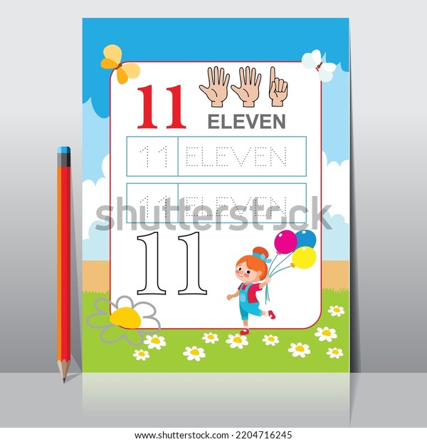 Kids Learning Counting Numbers Worksheet Learning: เวกเตอร์สต็อก (ปลอด ...