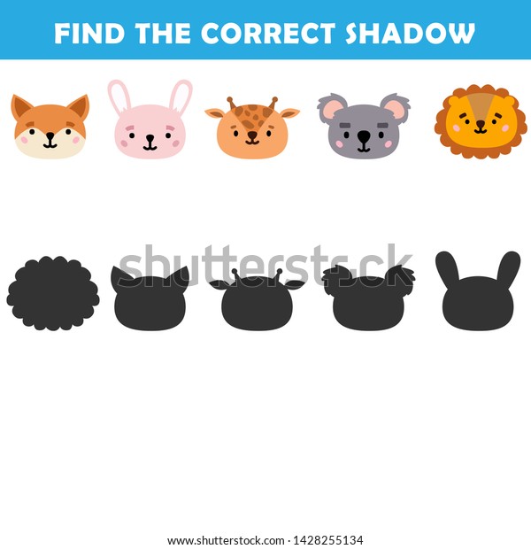 Kids learning game.Cartoon Vector Illustration of Education Shadow ...
