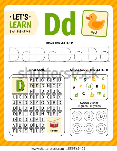 Kids Learning Material Worksheet Learning Alphabet Stock Vector ...