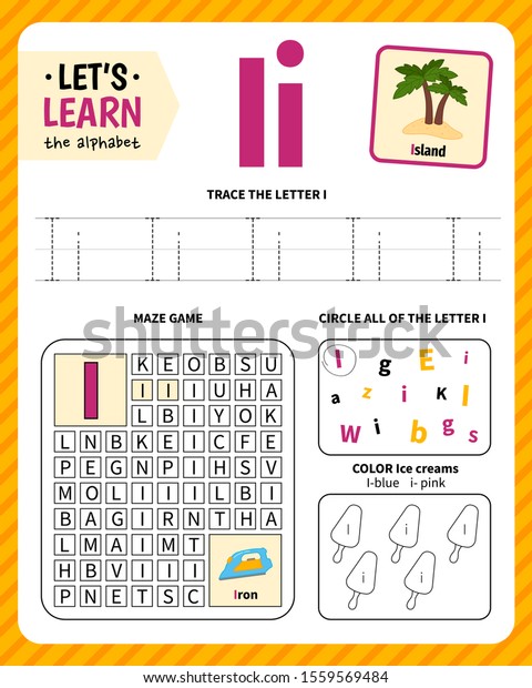 Kids Learning Material Worksheet Learning Alphabet Stock Vector ...