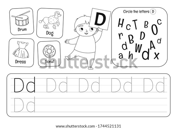 Kids Learning Material Worksheet Learning Alphabet Stock Vector ...