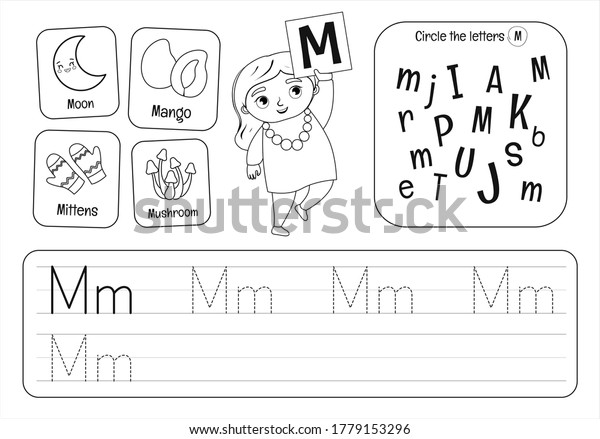 Kids Learning Material Worksheet Learning Alphabet Stock Vector ...
