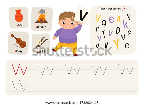 Kids Learning Material Worksheet Learning Alphabet: เวกเตอร์สต็อก (ปลอด ...
